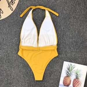 luxyville | Swim | 93 Yellow Halter Monokini | Poshmark